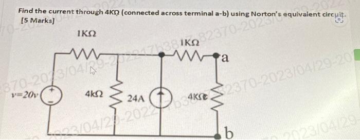Solved Find the current through 4KQ (connected across | Chegg.com