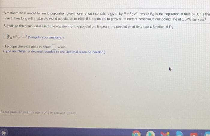 Solved A mathematical model for world population growth over | Chegg.com