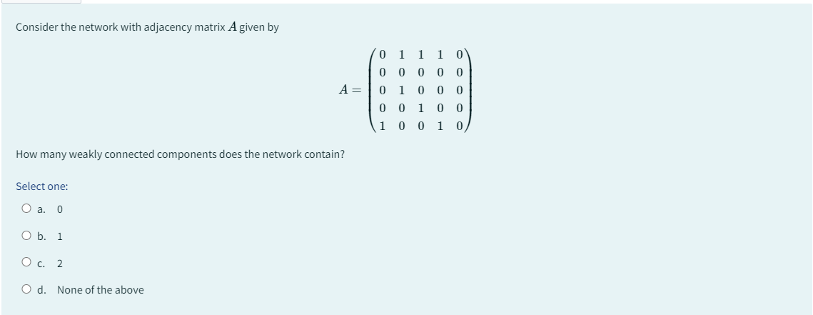 Solved Consider the network with adjacency matrix A given | Chegg.com Solved Consider the network with adjacency matrix A given | Chegg.com