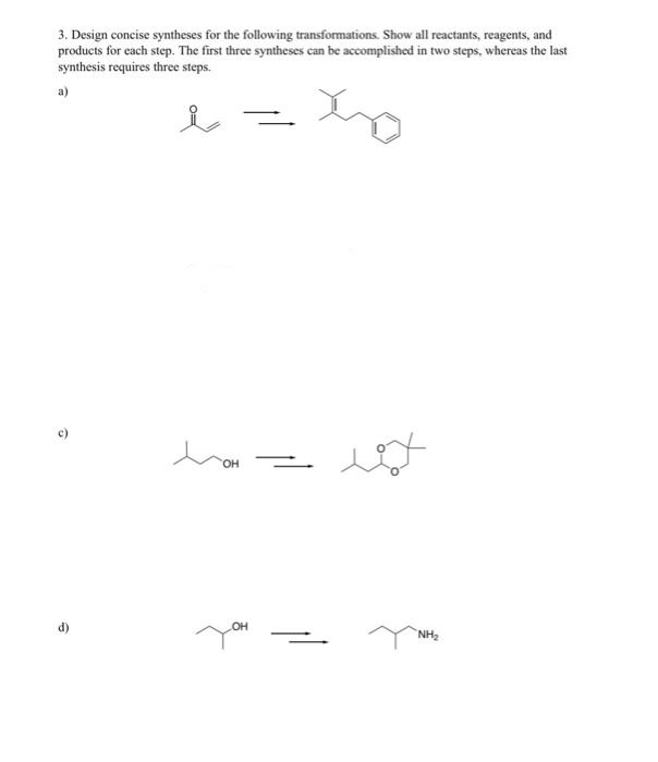 Solved 3. Design concise syntheses for the following | Chegg.com
