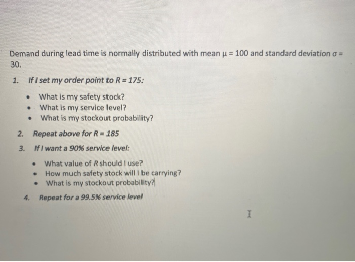 Solved Demand during lead time is normally distributed with | Chegg.com