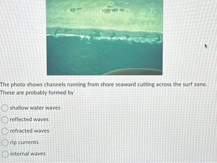 Solved The photo shows channels running from shore seaward | Chegg.com