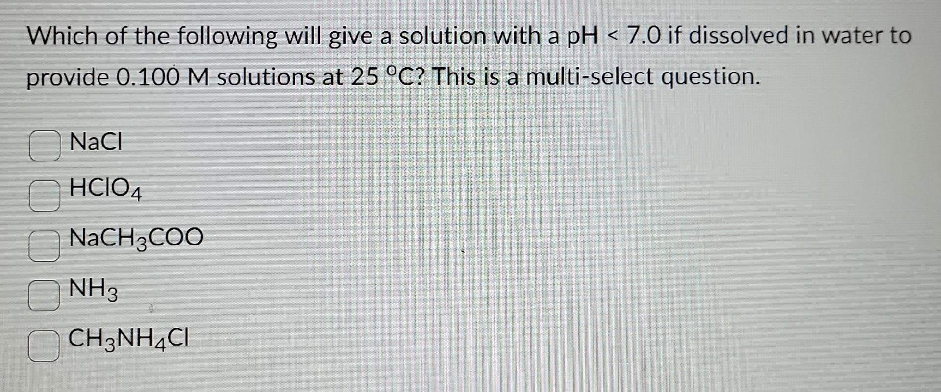 Solved Which of the following will give a solution with a | Chegg.com