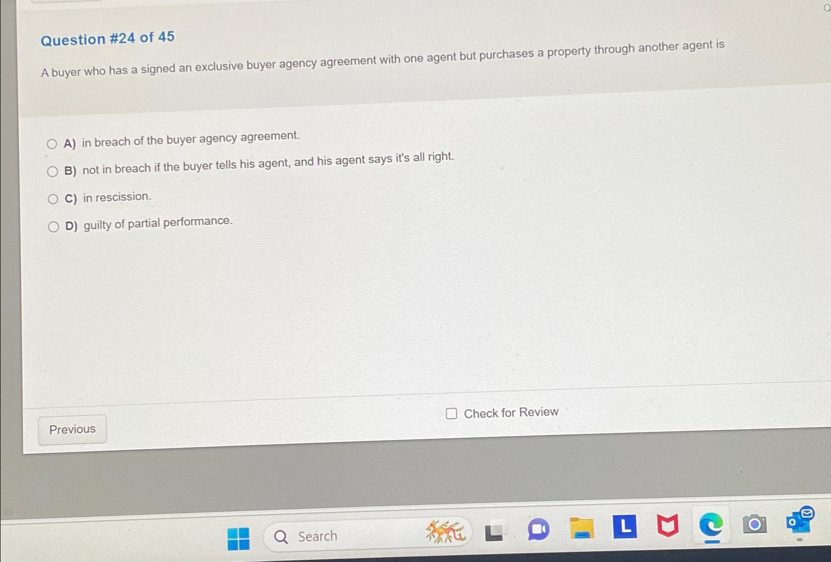 Solved Question #24 ﻿of 45A buyer who has a signed an | Chegg.com