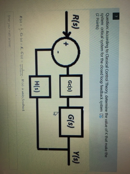 Solved 7 Question: According to Classical Control Theory, | Chegg.com