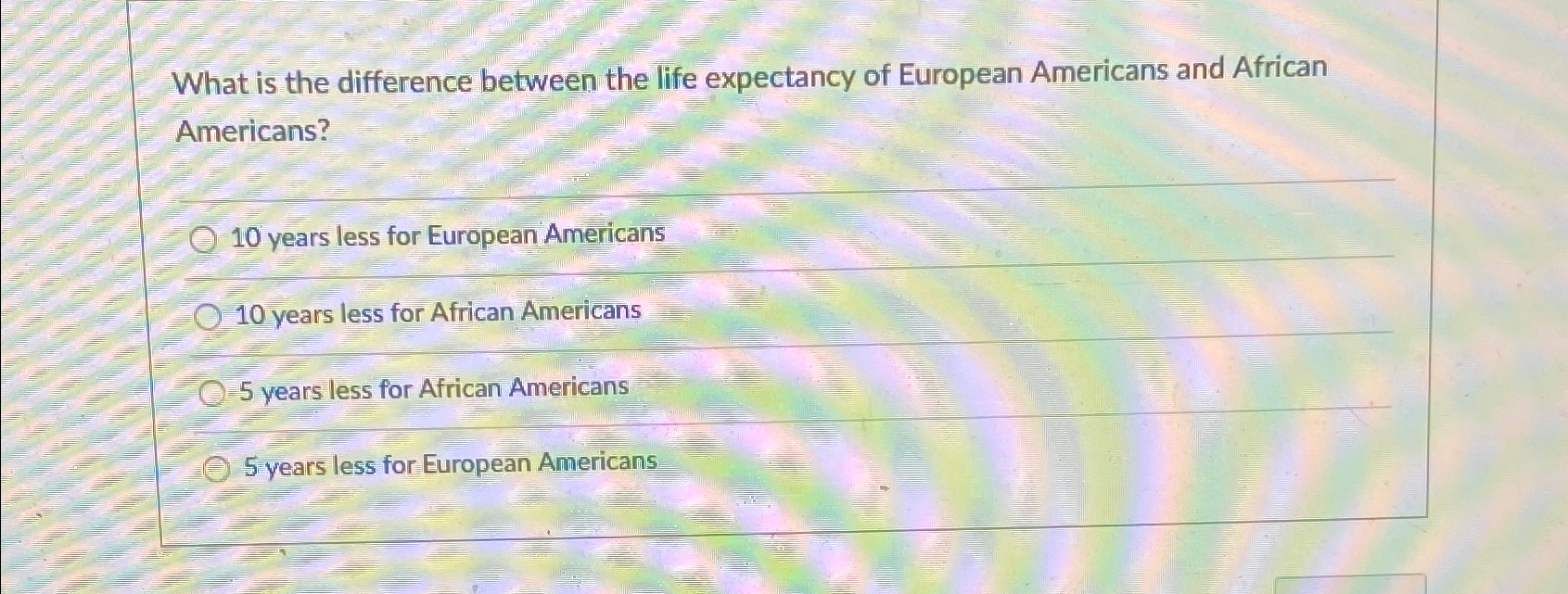 Solved What is the difference between the life expectancy of | Chegg.com