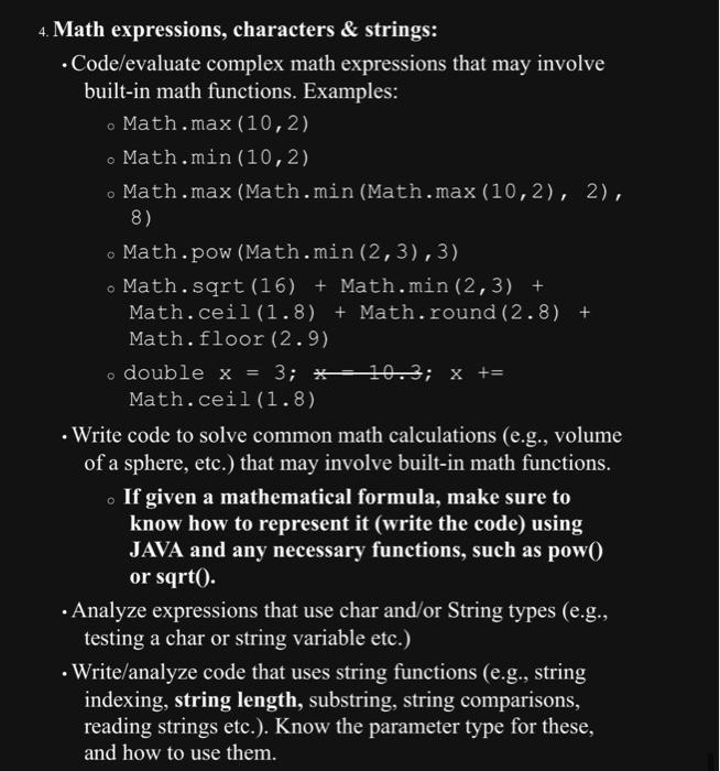 Solved 4. Math expressions, characters & strings: - | Chegg.com