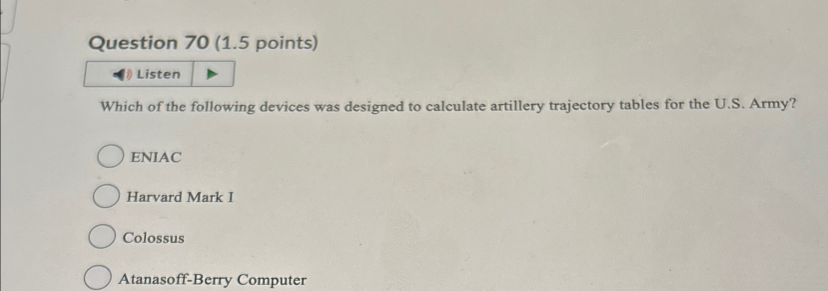 Solved Question 70 (1.5 ﻿points)ListenWhich of the following | Chegg.com