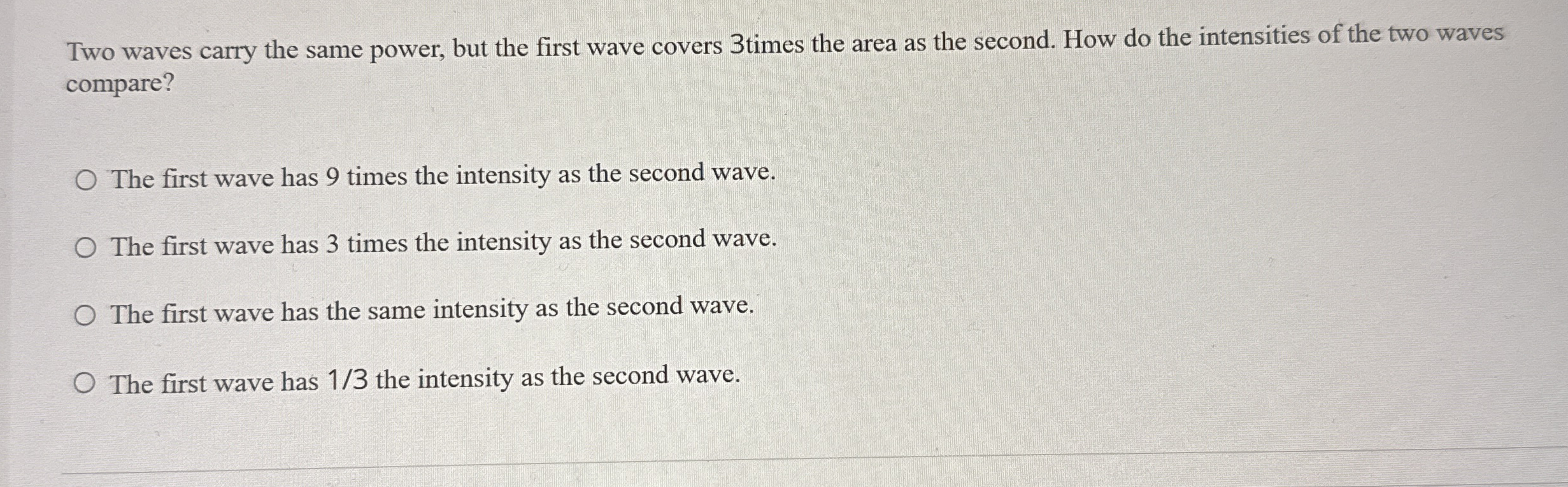 Solved Two waves carry the same power, but the first wave | Chegg.com
