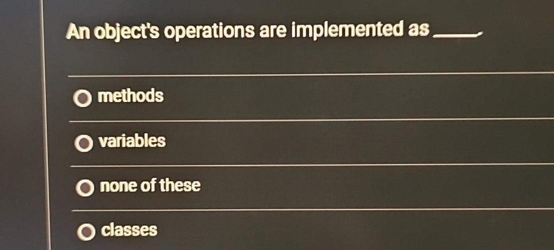 Solved An object's operations are implemented | Chegg.com