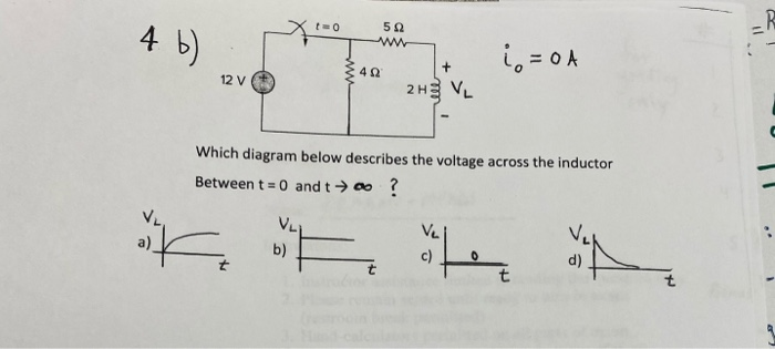 Solved R to 512 1 4 D i=0A 4 Ω 12 V 2HE VL Which diagram | Chegg.com