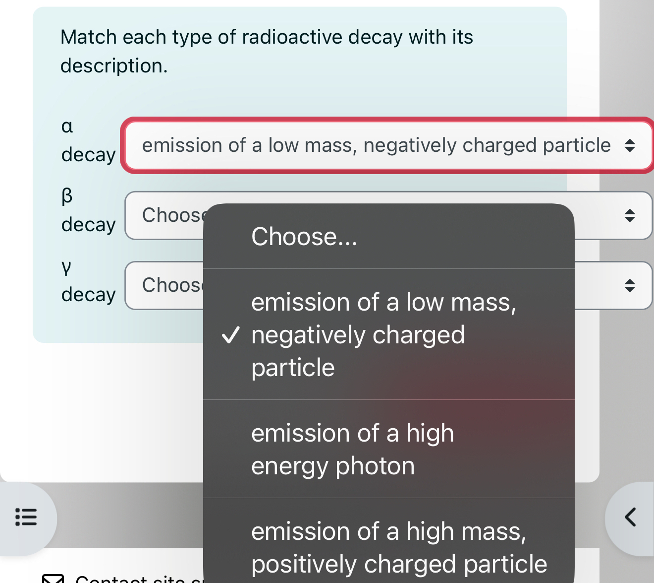 Solved Match each type of radioactive decay with its | Chegg.com