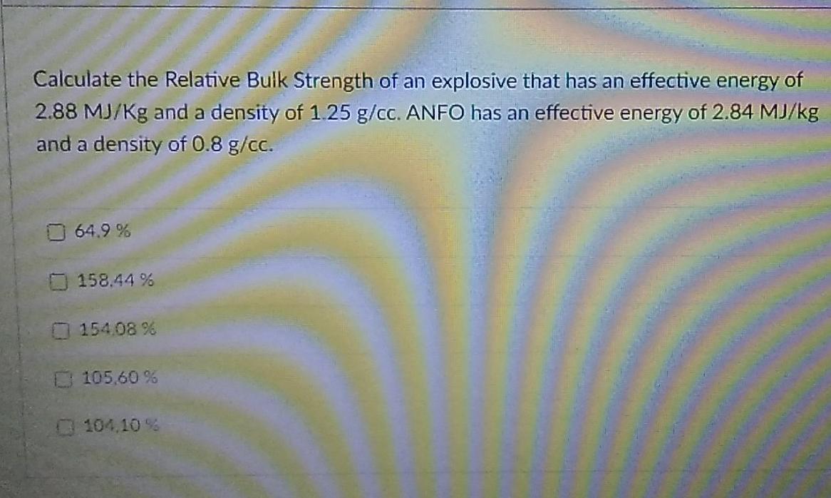 Solved Calculate the Relative Bulk Strength of an explosive | Chegg.com