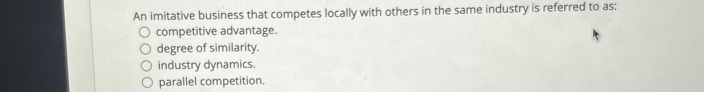 Solved An imitative business that competes locally with | Chegg.com