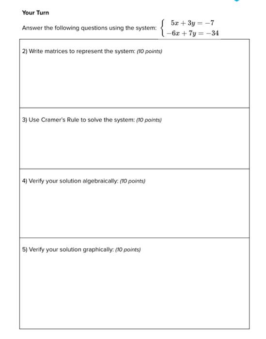 Solved Your Turn Answer the following questions using the | Chegg.com