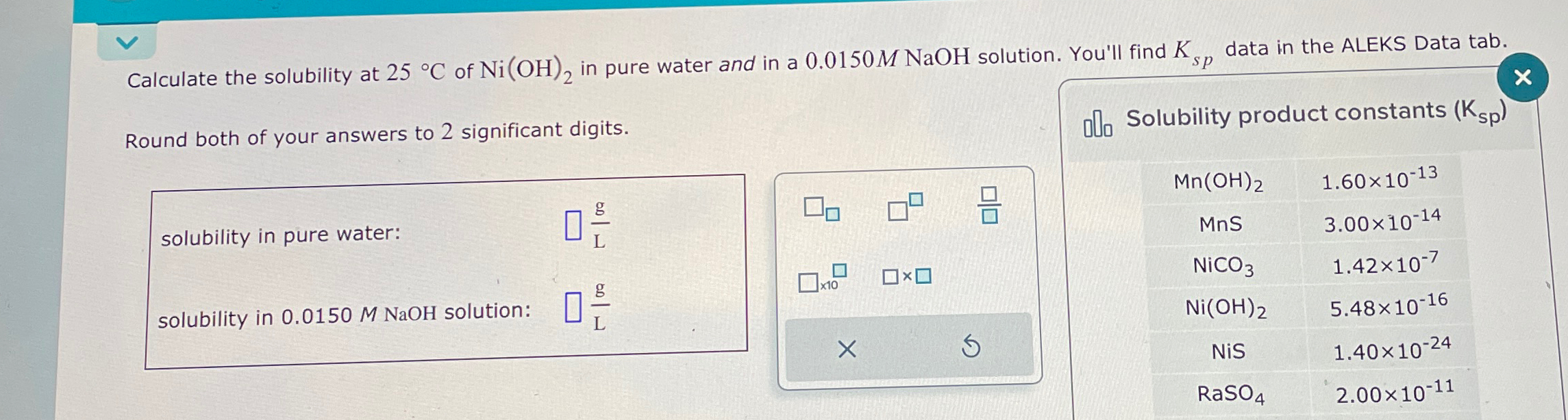 Solved CALCULATING THE SOLUBILITY OF AN IONIC COMPOUND WHEN | Chegg.com