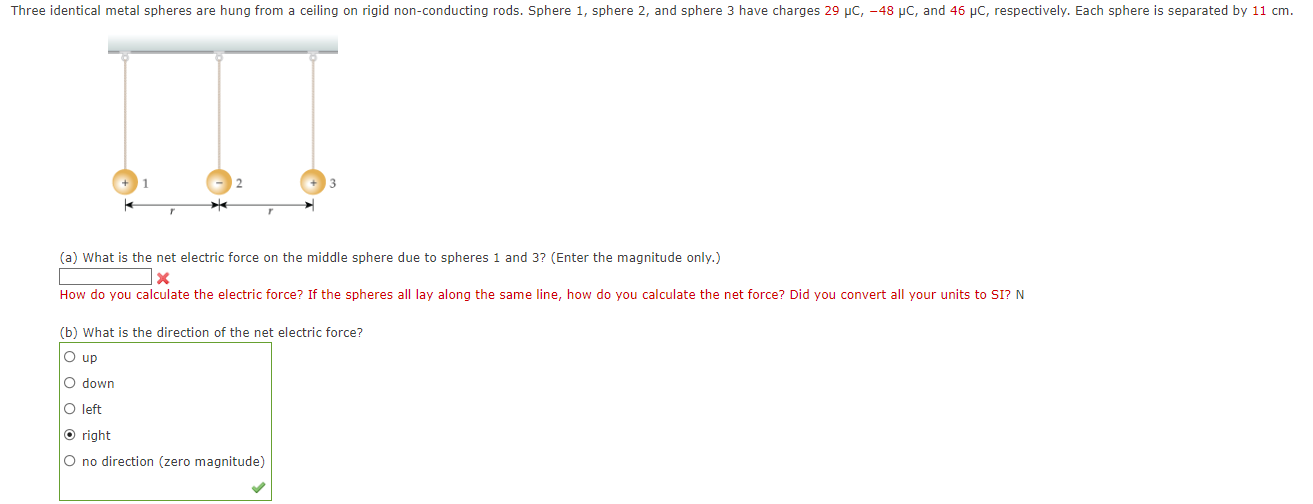 Solved A what Is The Net Electric Force On The Middle