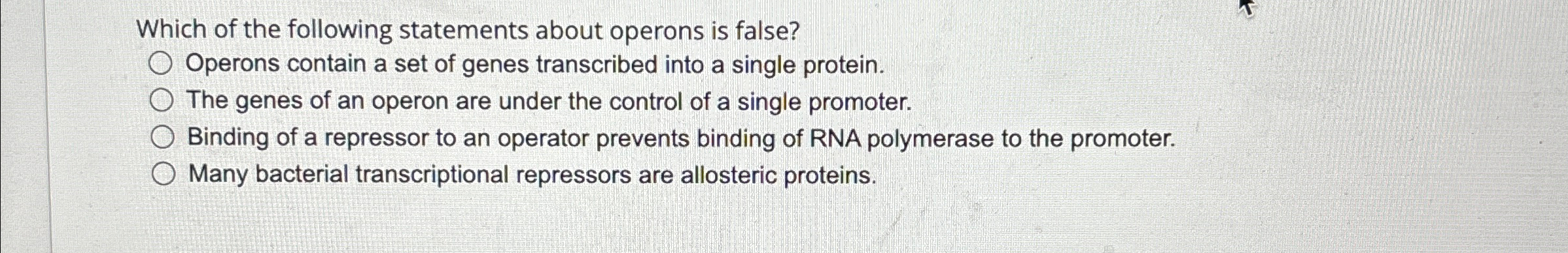 Solved Which of the following statements about operons is | Chegg.com