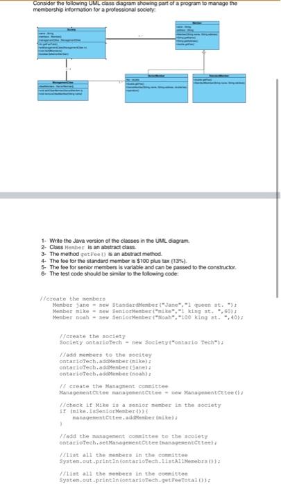 Consider the following UML class diagram showing part | Chegg.com