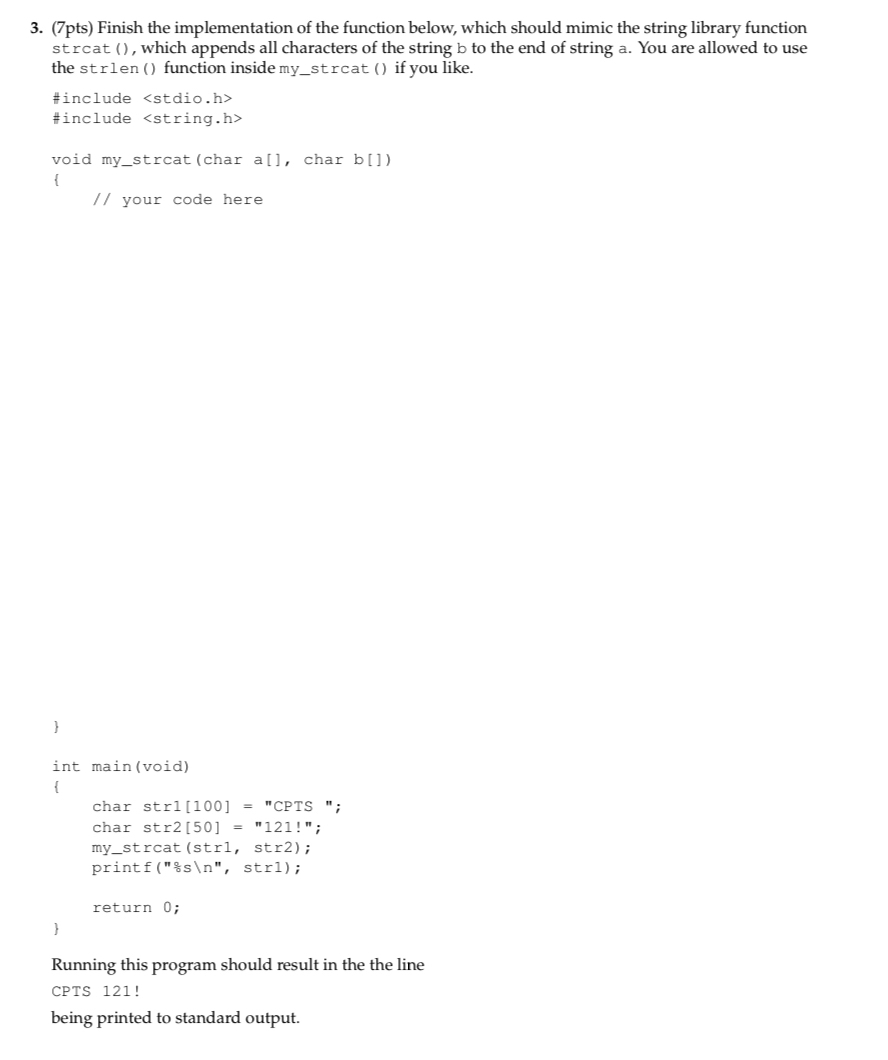 Solved 7pts ﻿finish The Implementation Of The Function