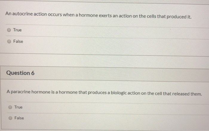Solved An autocrine action occurs when a hormone exerts an | Chegg.com