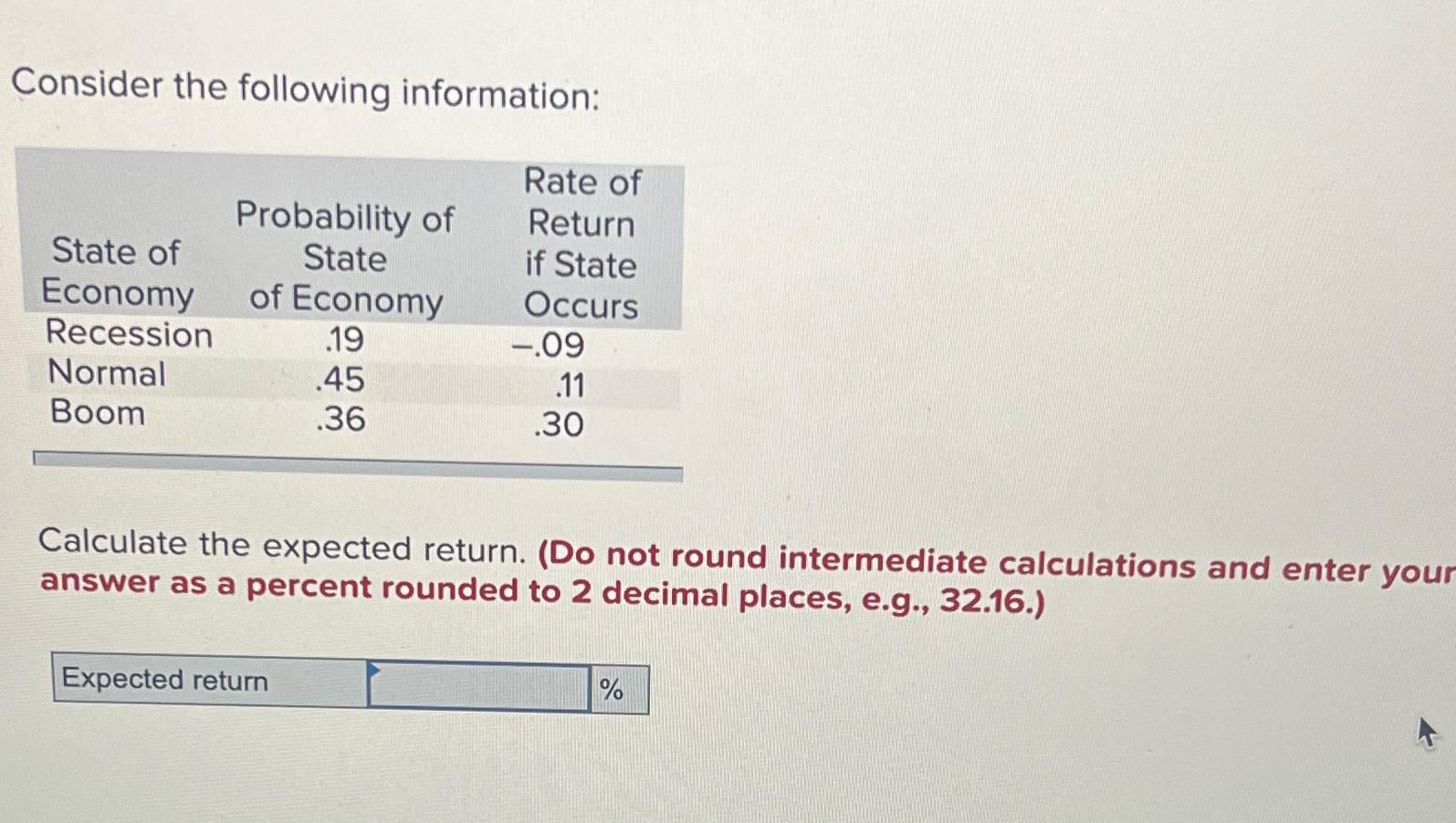 Solved Consider the following information:\table[[State | Chegg.com
