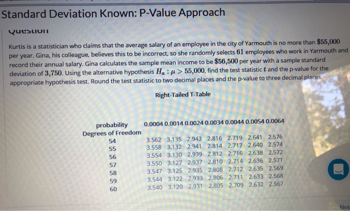 Solved Standard Deviation Known: P-Value Approach Question | Chegg.com