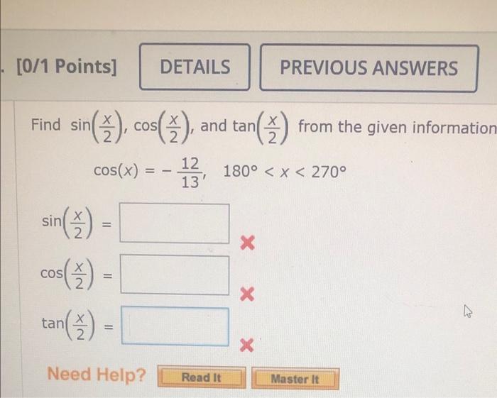 Solved Find sin(2x),cos(2x), and tan(2x) from the given | Chegg.com