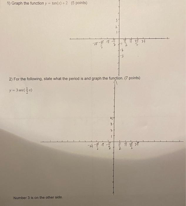 Solved 3) Find the amplitude, period, and phase shift. Label | Chegg.com