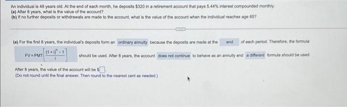 Solved An Individual le 48 years old. At the end of each | Chegg.com