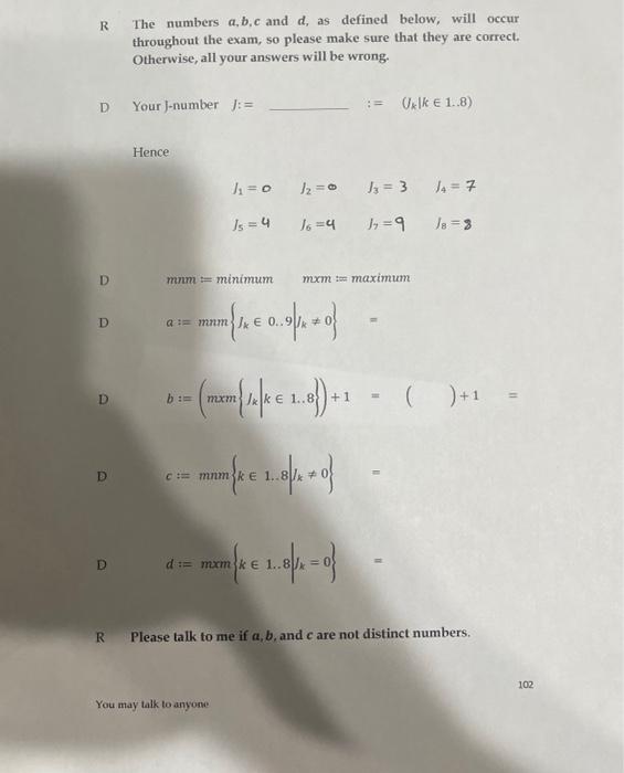 Solved R D Your J-number J: = D D D D The numbers a, b, c | Chegg.com