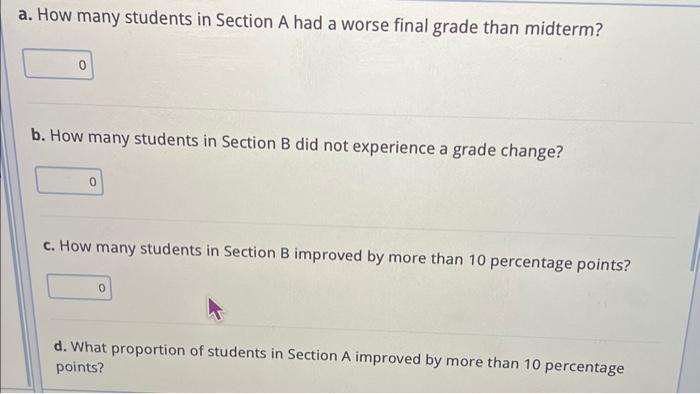 Percentage point change between midterm and final | Chegg.com