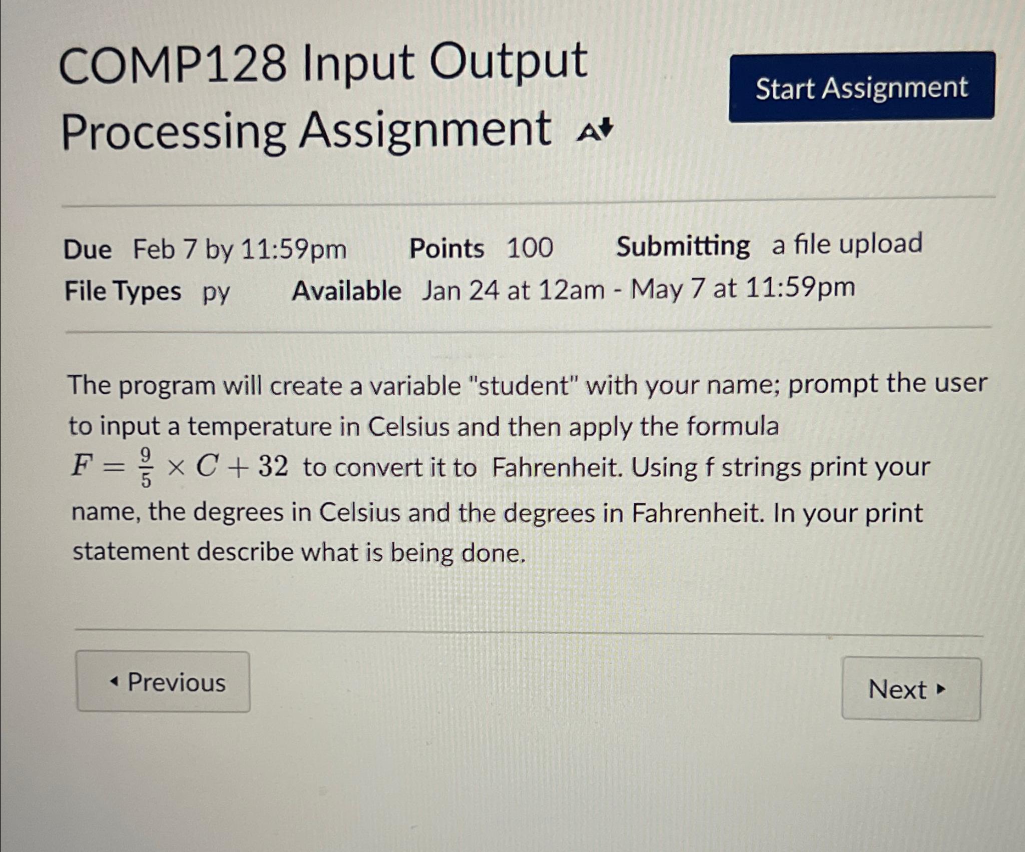 Solved COMP128 ﻿Input Output Processing AssignmentDue Feb 7 | Chegg.com