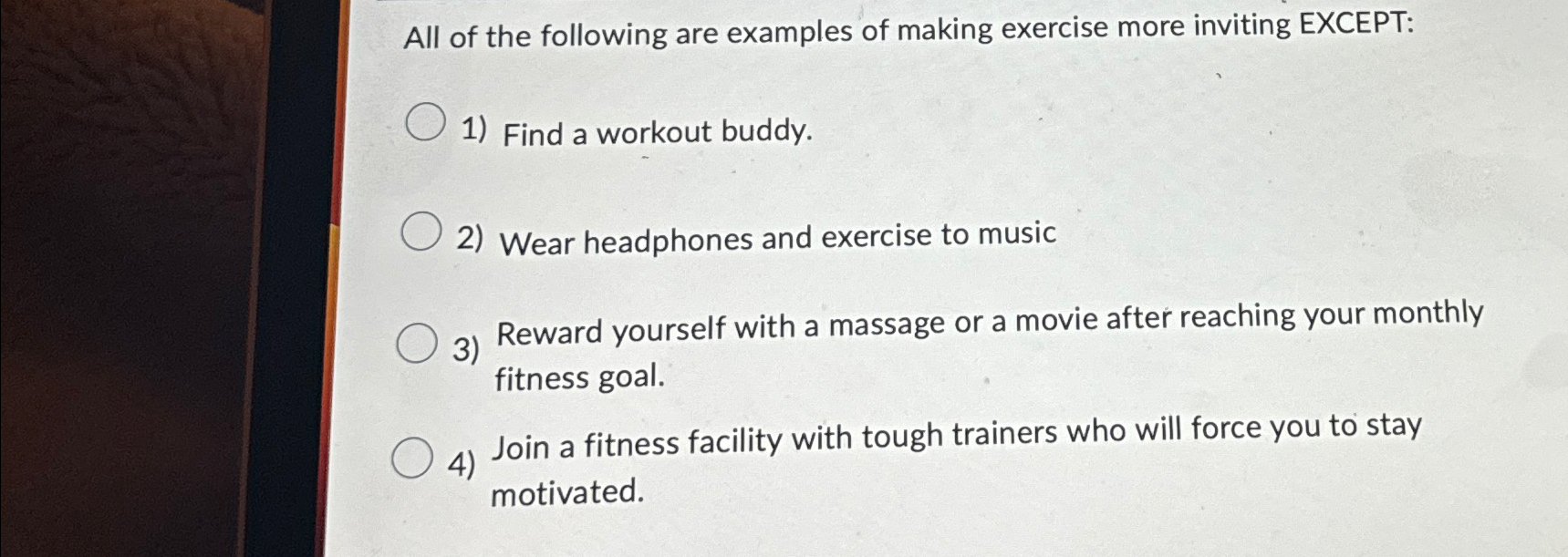 Solved All of the following are examples of making exercise | Chegg.com