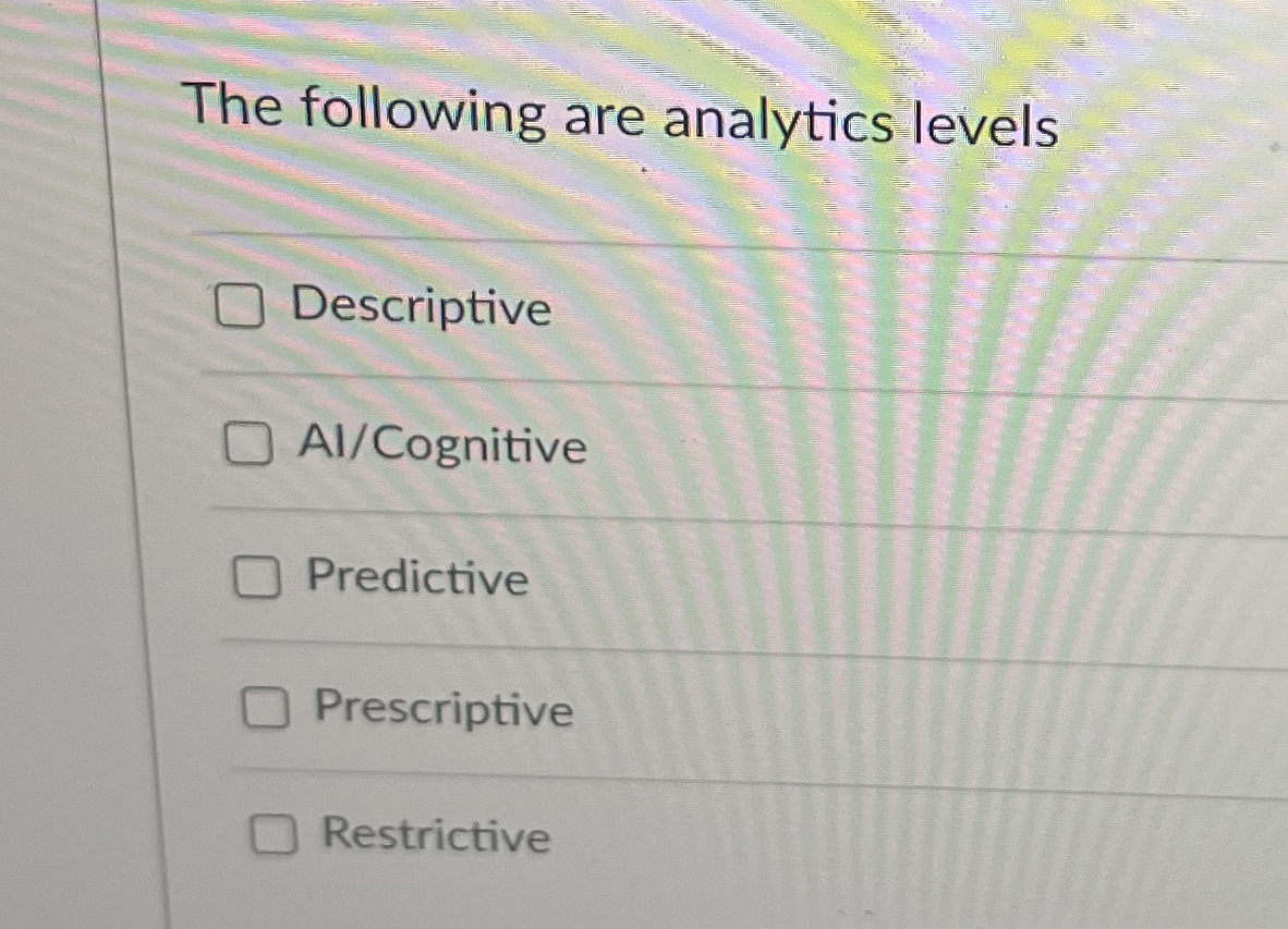 Solved The following are analytics | Chegg.com