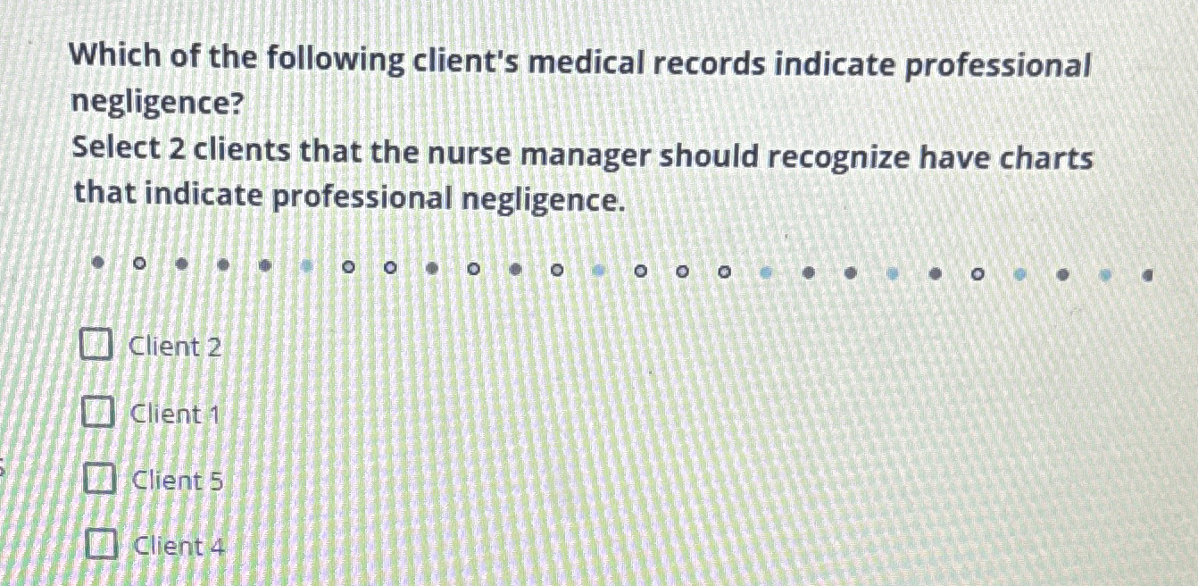 Solved Which of the following client's medical records | Chegg.com