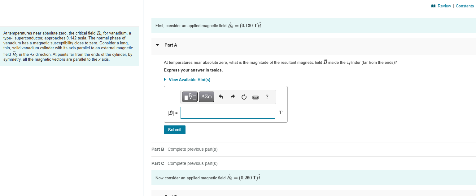 Solved First, consider an ﻿applied magnetic field | Chegg.com