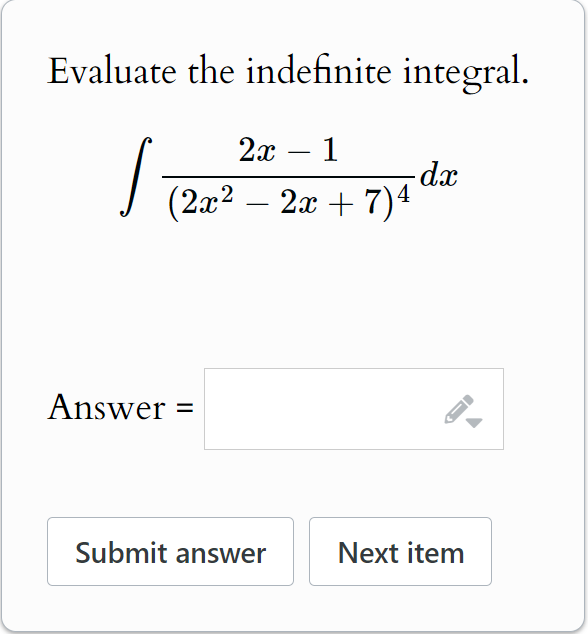 Solved Evaluate the indefinite | Chegg.com