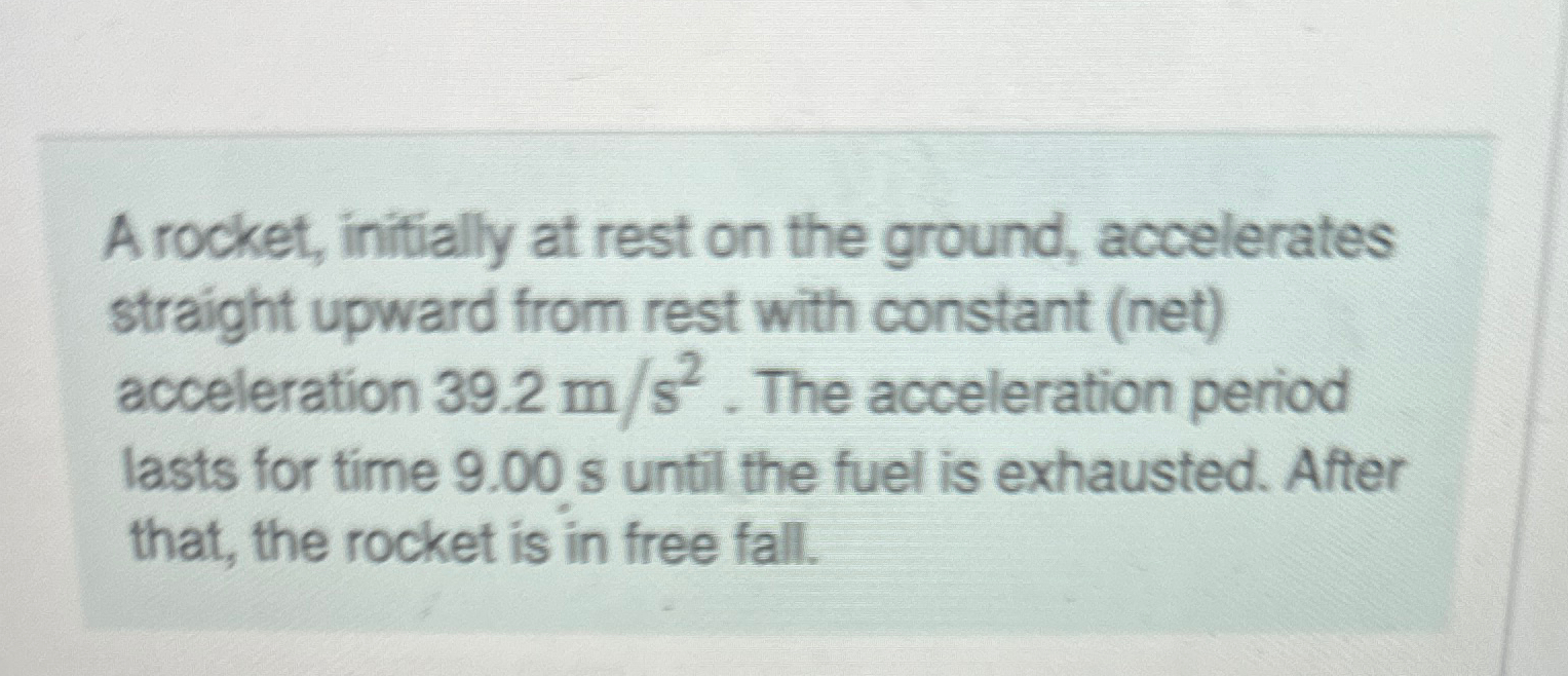 Solved A rocket, initially at rest on the ground, | Chegg.com
