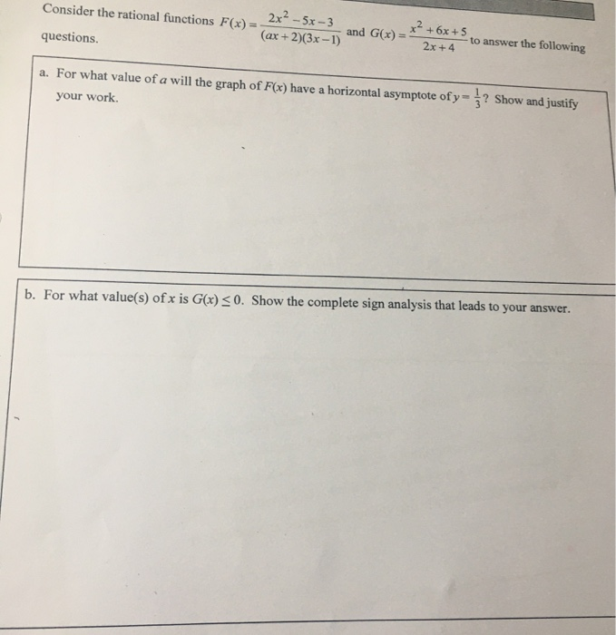 Solved Consider the rational functions F(x) = 2x-5 and | Chegg.com