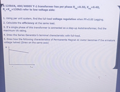 Solved A 125kVA,4004000V Y-Δ ﻿transformer has per phase | Chegg.com