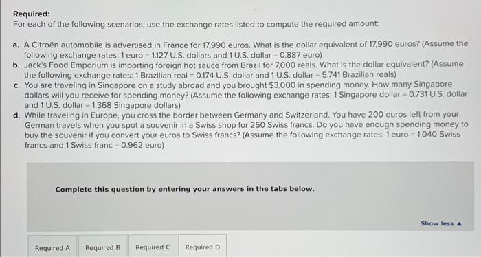 Solved Required: For each of the following scenarios, use | Chegg.com