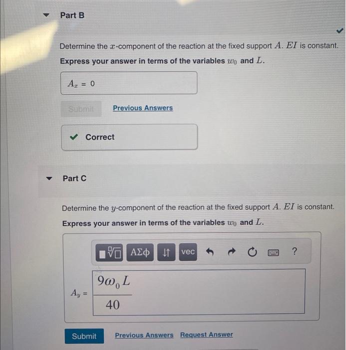Determine the y-component of the reaction at the | Chegg.com