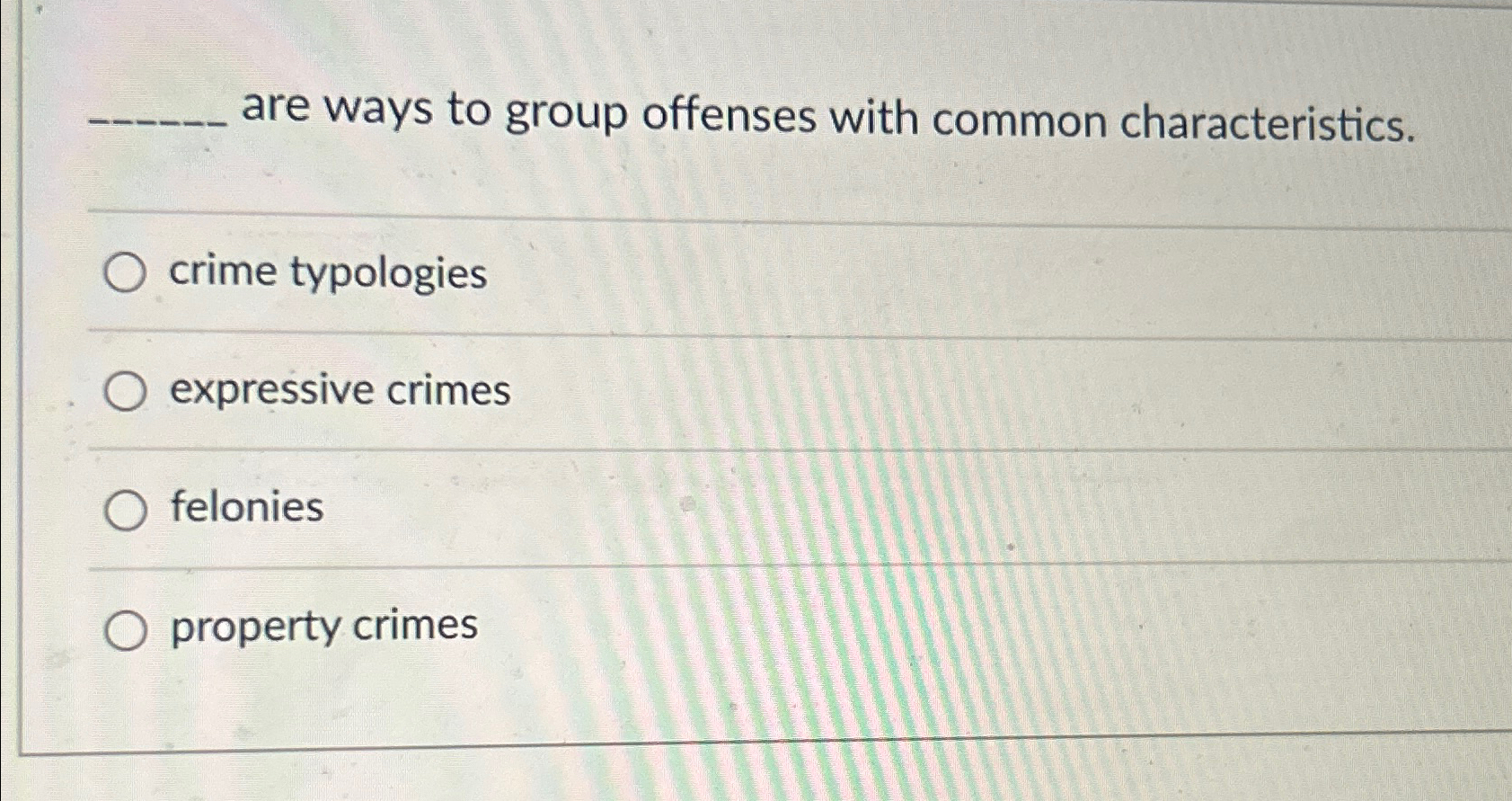 Solved are ways to group offenses with common | Chegg.com