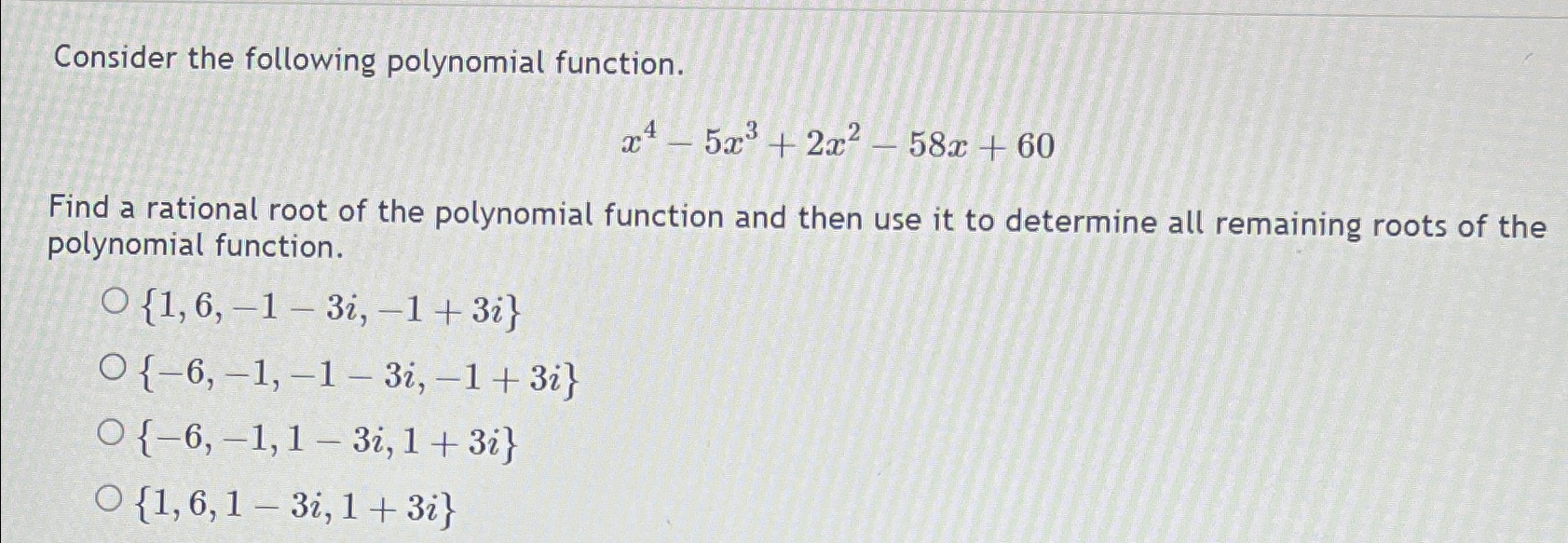 Solved Consider the following polynomial | Chegg.com