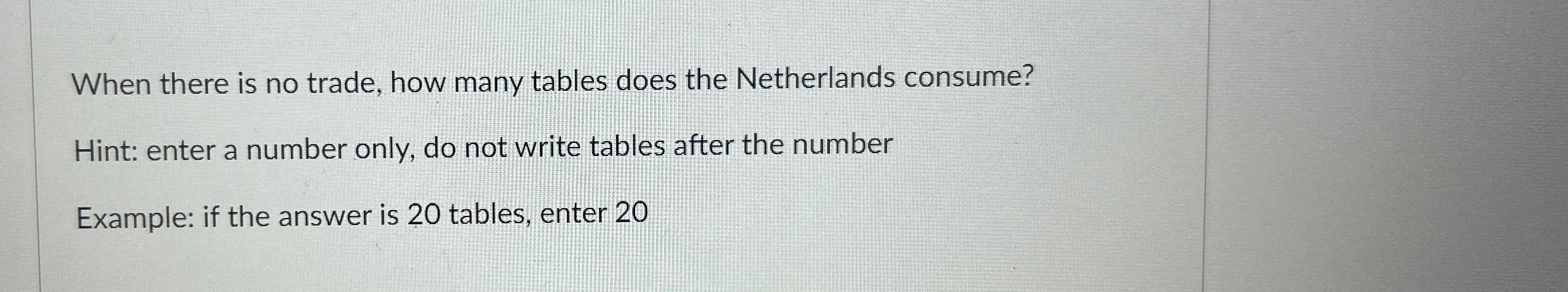 Solved When there is no trade, how many tables does the | Chegg.com