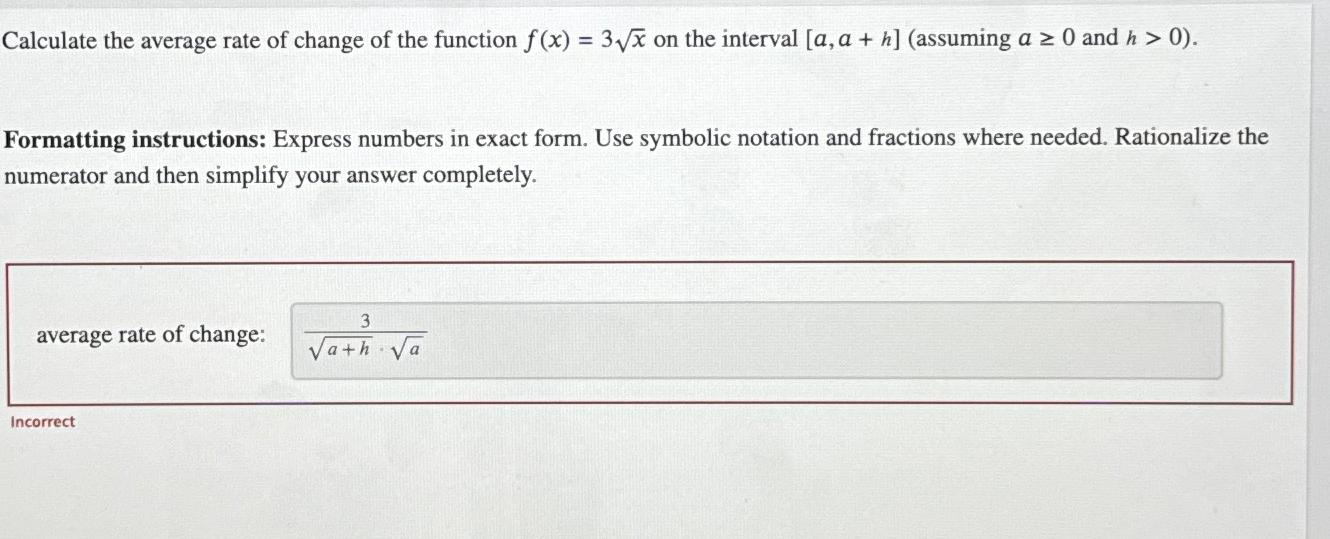 Solved Calculate the average rate of change of the function | Chegg.com