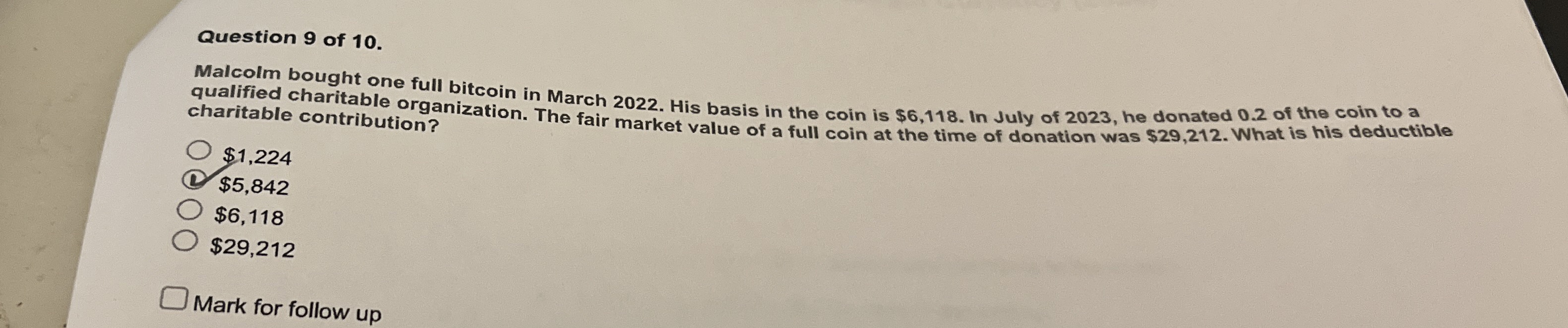 Solved Question 9 ﻿of 10.Malcolm bought one full bitcoin in | Chegg.com
