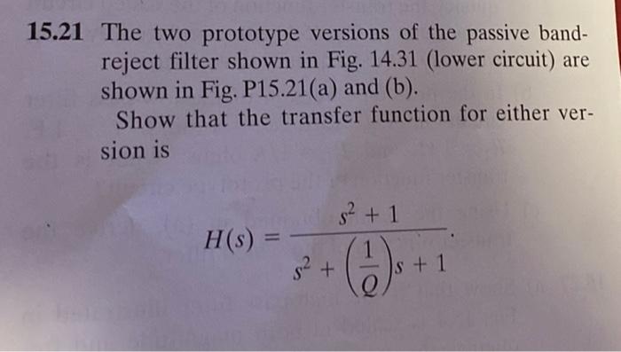 Solved 15.21 The two prototype versions of the passive band- | Chegg.com