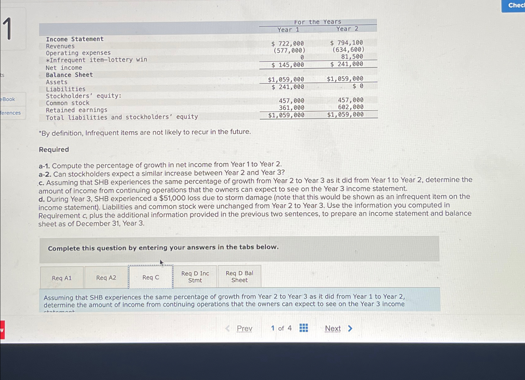 Solved 1\table[[,\table[[For],[Year 1]], Years Year 2 | Chegg.com